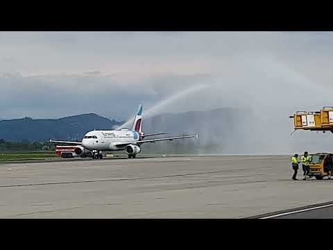 AVIATION: Eröffnung der Eurowings Basis am Flughafen Graz mit Wassersalut