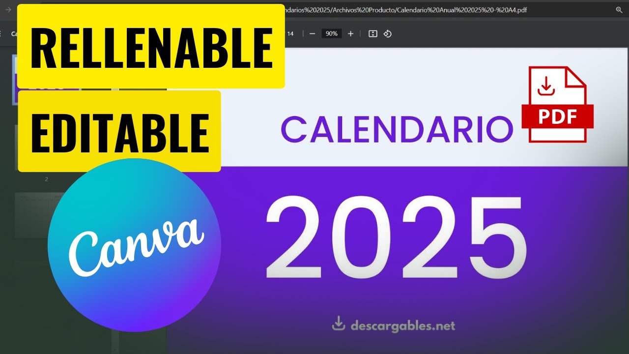 📅CALENDARIO 2025 para Imprimir🖨️, Editar (CANVA✏️) y PDF Rellenable