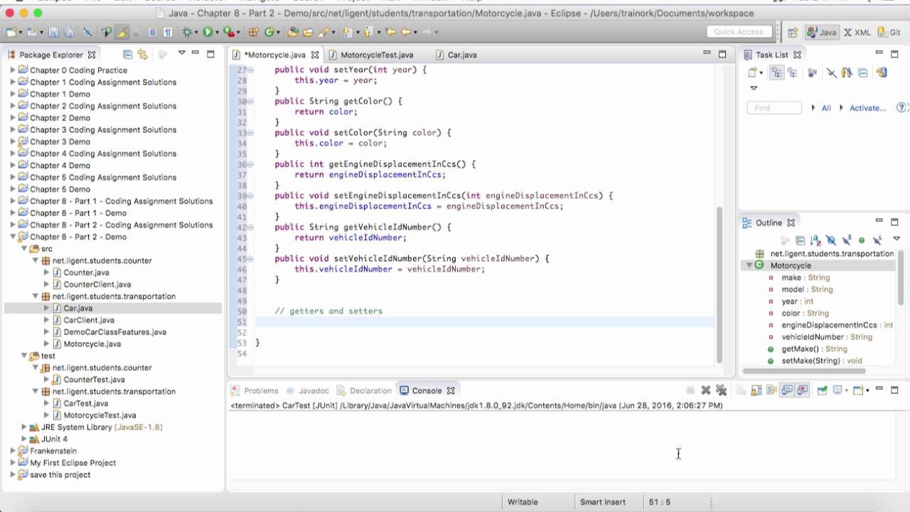 Tutorial: Java Chapter 8 - Motorcycle & MotorcycleTest