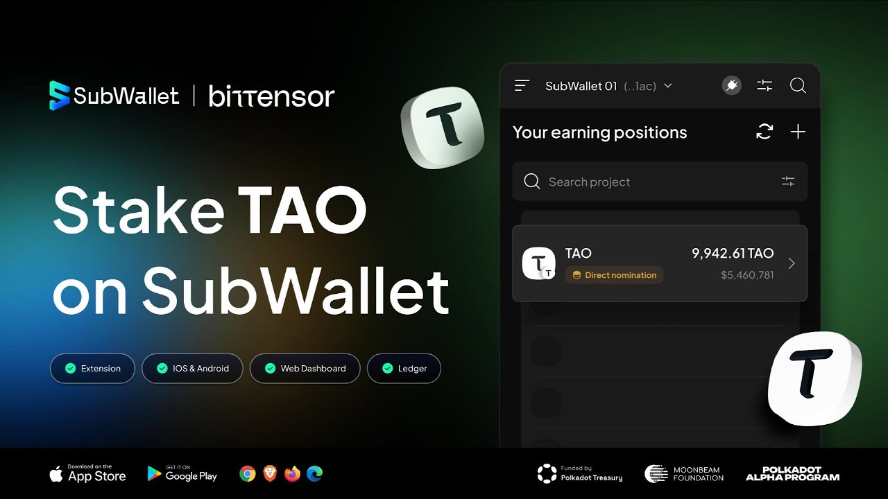 Stake TAO on Bittensor with SubWallet