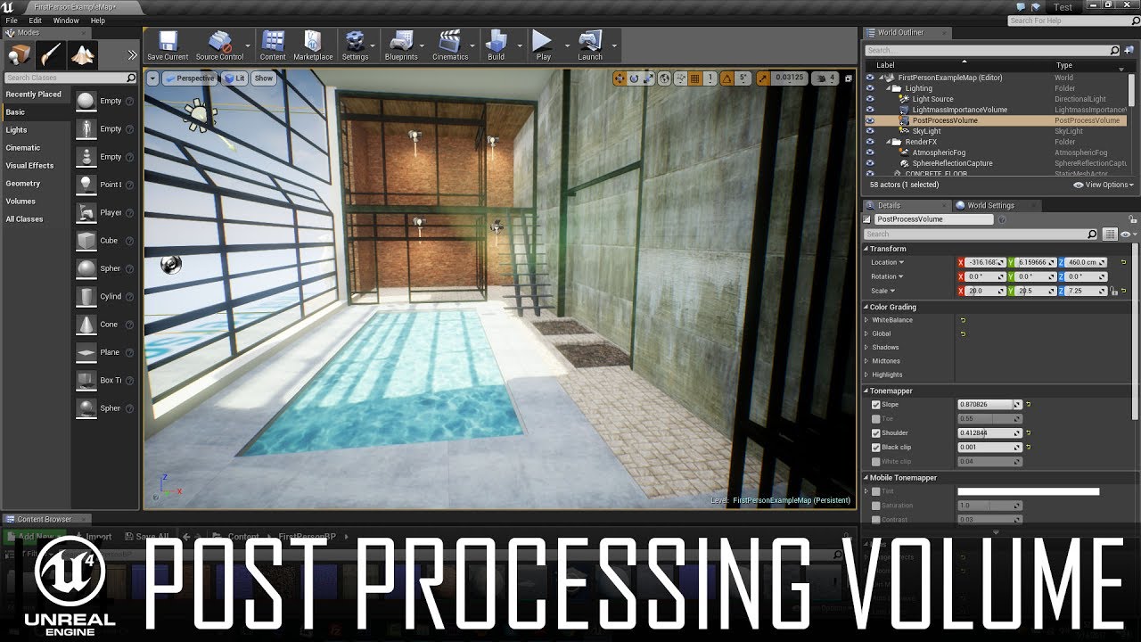 UNREAL ENGINE 4 Post Processing Volume - Interior Setup