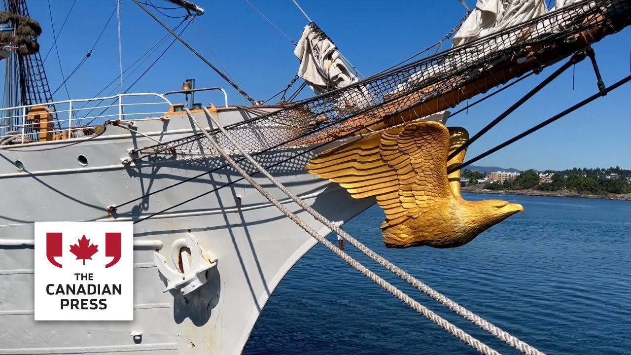 US Coast Guard Tall Ship Barque Eagle sails into Victoria