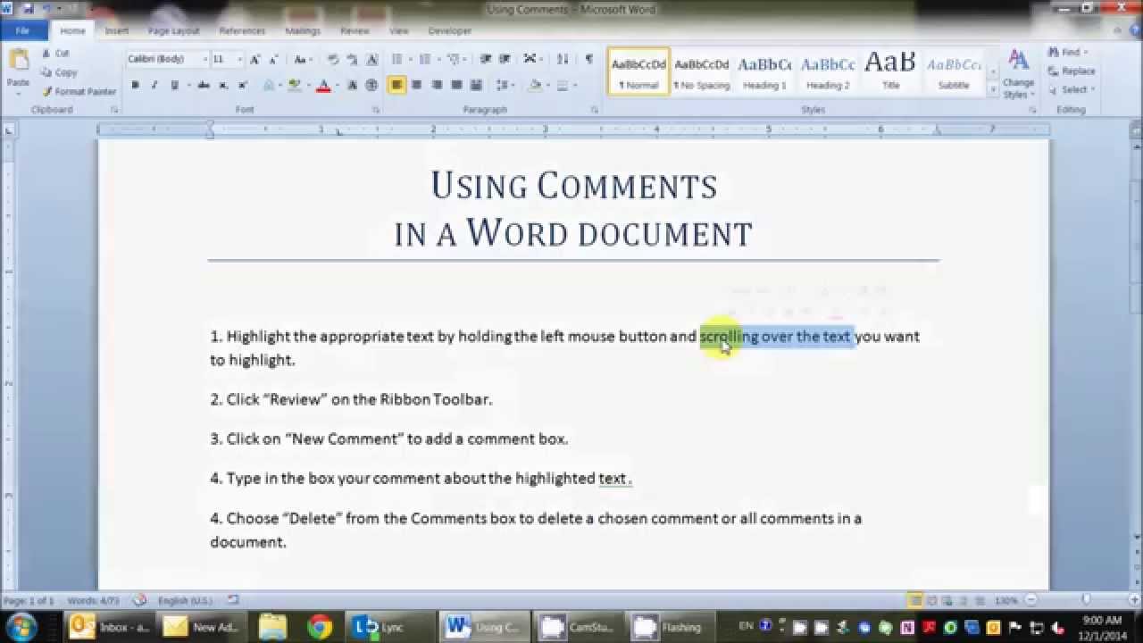 Using Comments in a Word Document