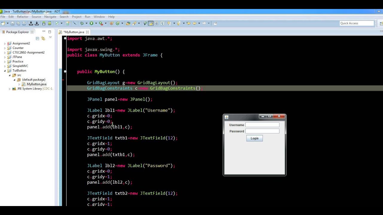Java Tutorial 3: Layouts GridBagLayout