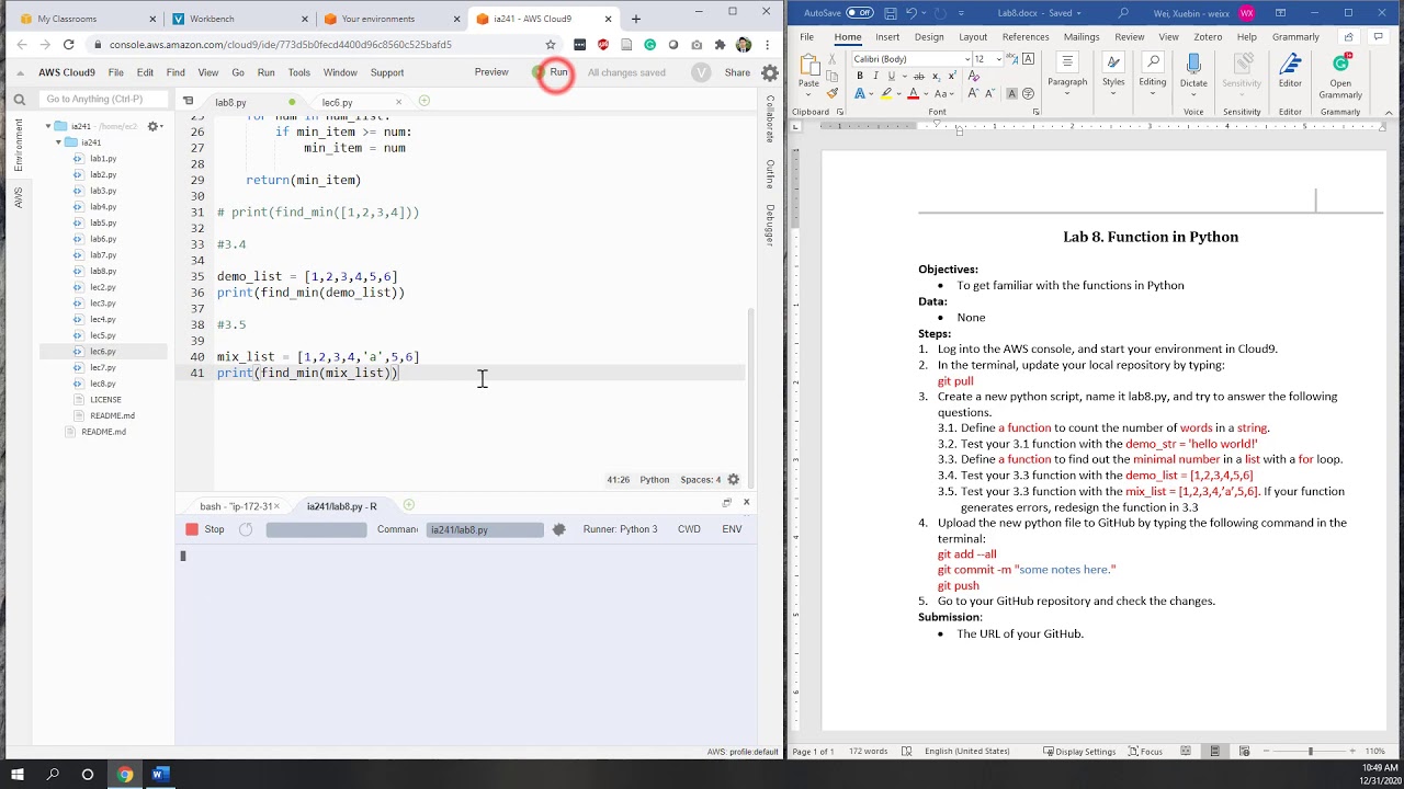 Lab 8 Function in #Python