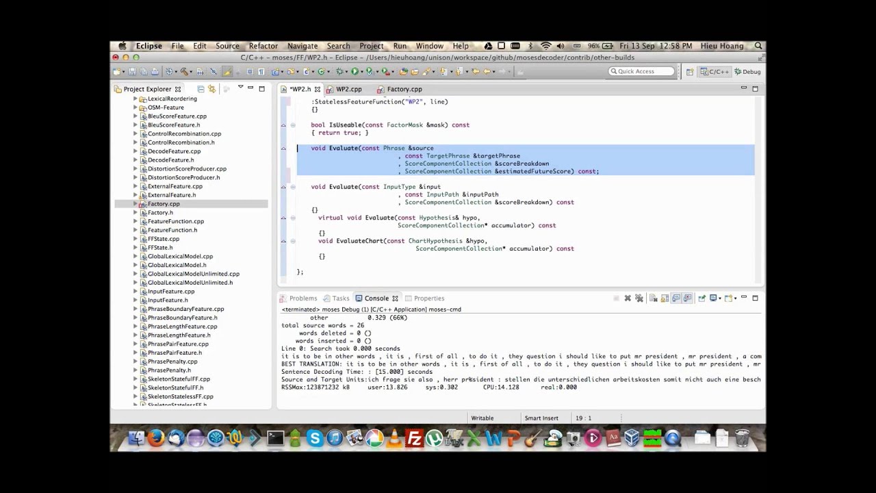 Adding a Feature Function to Moses
