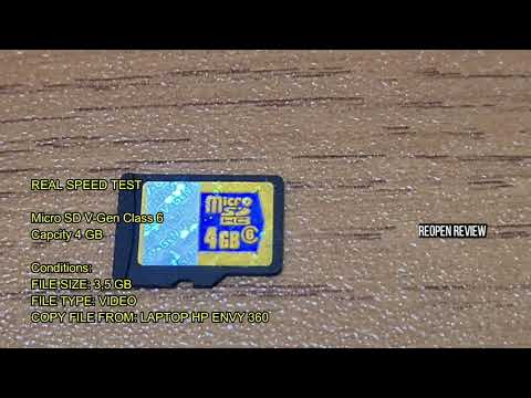 Real Speed Test Micro SD V Gen Class 6 Capacity 4 GB