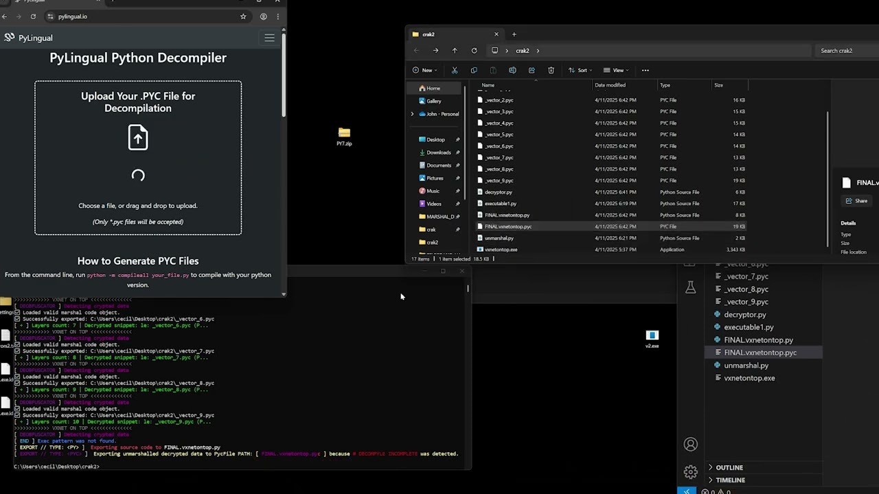Python marshal.loads and exec decryption  multi layer support