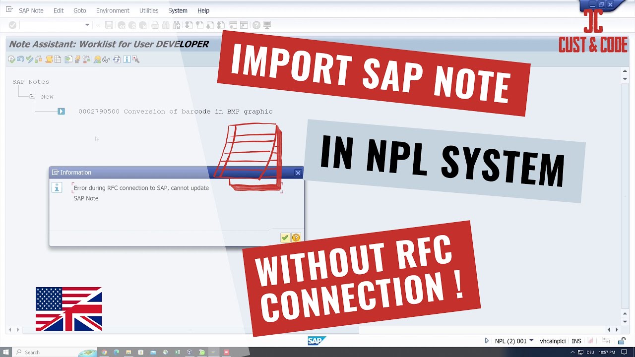 Import SAP Note - NPL Developer Edition - Without RCF Connection [english]