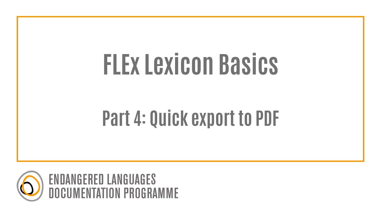 FLEx Lexicon Basics Part 4: Quick export to PDF