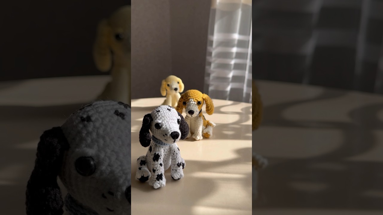one pattern - different PUPPIES, crochet Beagle, Labrador and Dalmatian