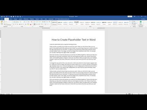 Creating Placeholder Text in Word