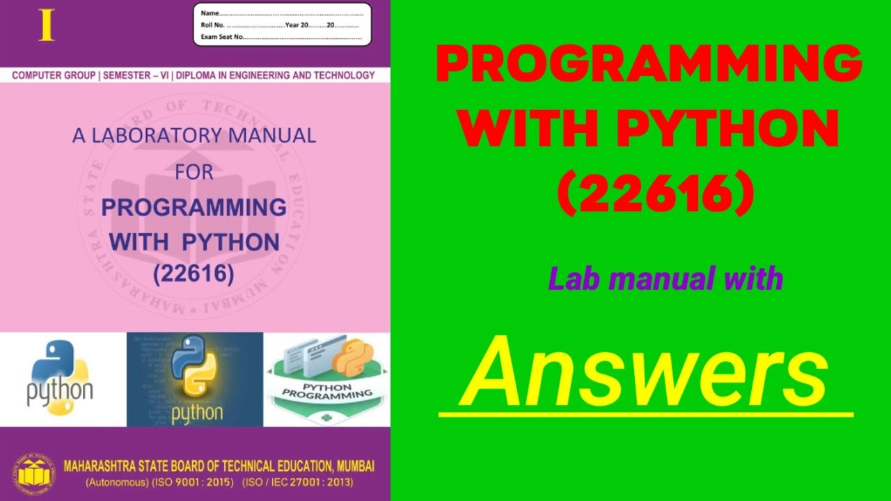 Diploma Practical Lab Manual With Answers for | (22616) PROGRAMMING WITH PYTHON Solved Lab Manual