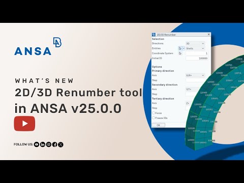 New 2D/3D Renumber tool in ANSA v25.0.0
