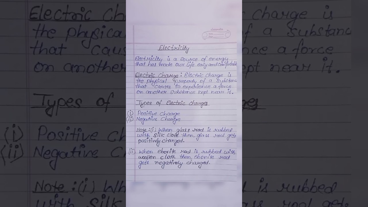 #Electricity💡#Electric charge⚡ #Types of #Electric_charges #Positive charge #Negative charge #Notes📑