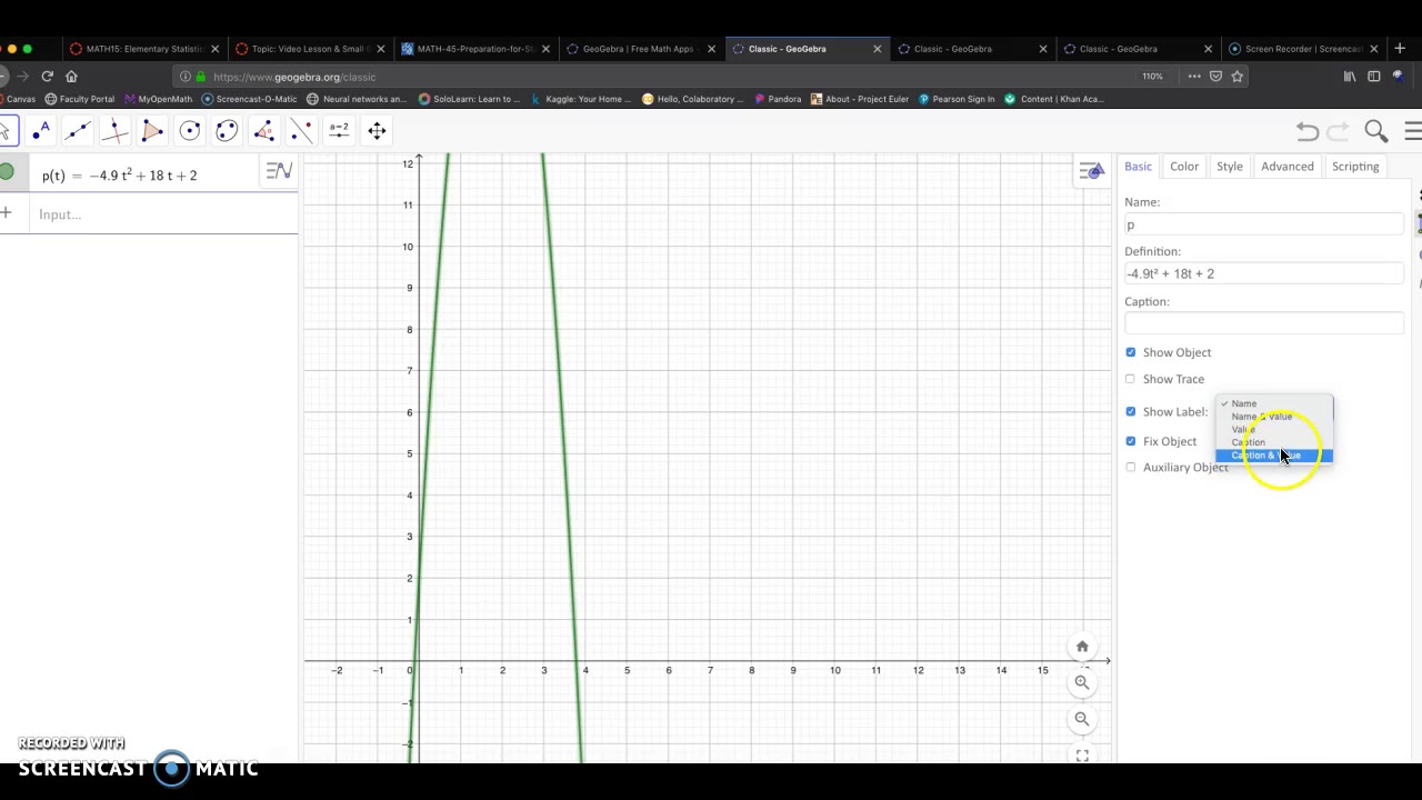 Graphing a Function GeoGebra Class Online App