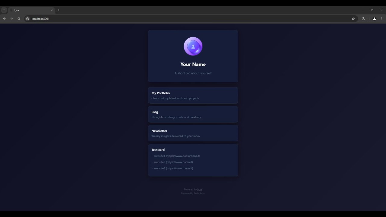 Lynx — Your Personal Links Hub in Minutes | (GitHub) PaoloRonco