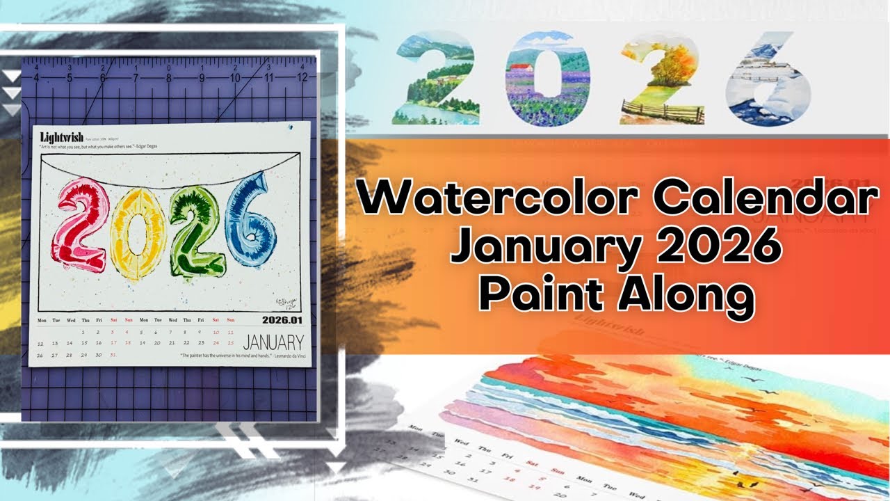 Relaxing Live Watercolor Painting | January 2026 Calendar Page