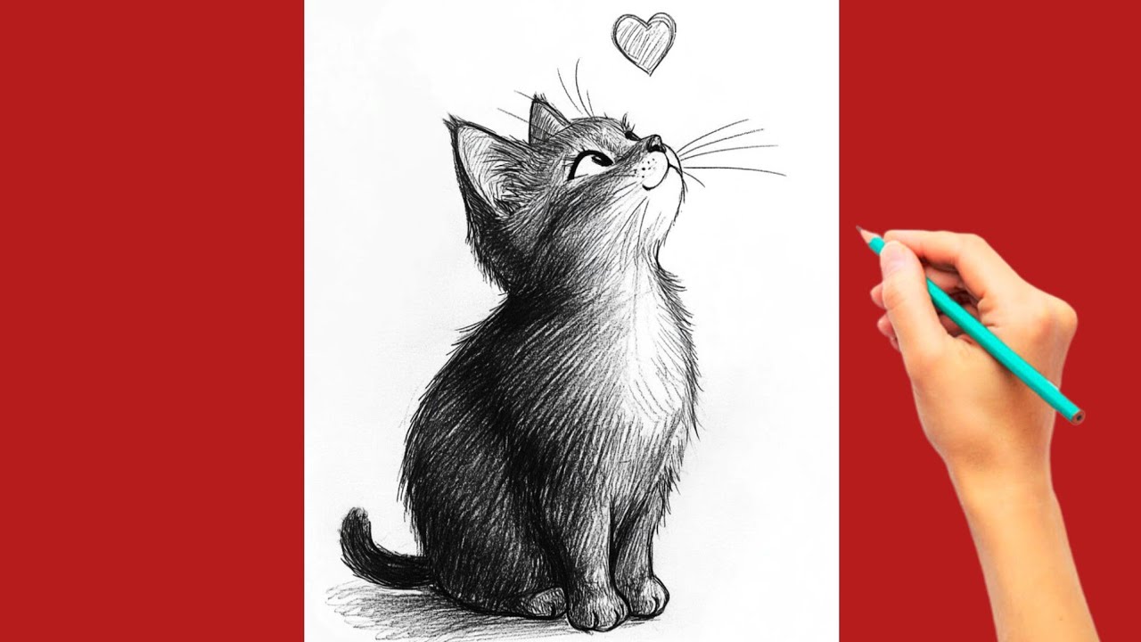 How to Draw a Cute cat | Simple Pencil Drawing for Beginners