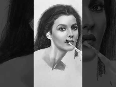 Hyper Realistic Girl Face Drawing with Charcoal pencil #charcoal #drawing #drawingtechniques #art