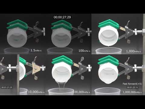 Flow of silicones with different viscosity values