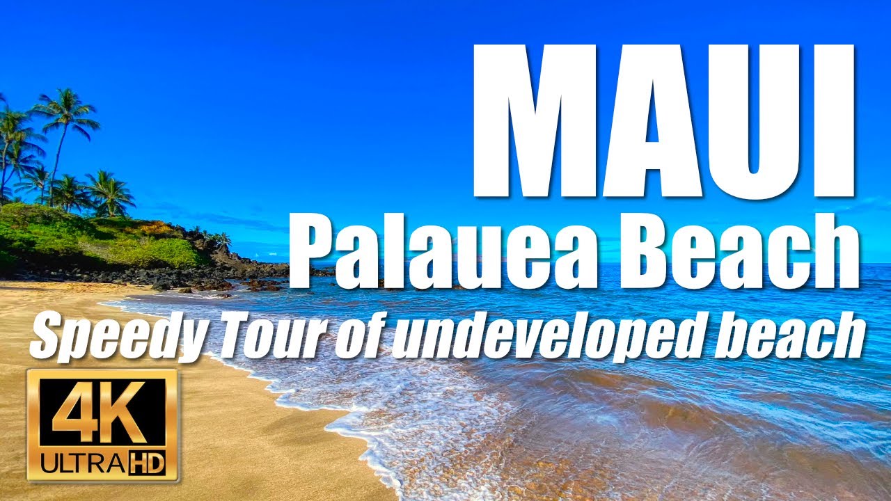 Isolated beach amongst luxury homes is picturesque Palauea Beach in Makena, Maui, Hawaii 4K