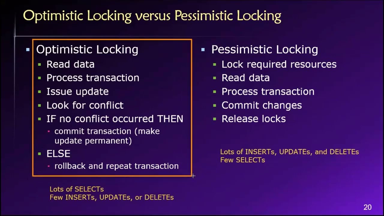 Topic 06, Part 07 - Optimistic vs. Pessimistic Locking