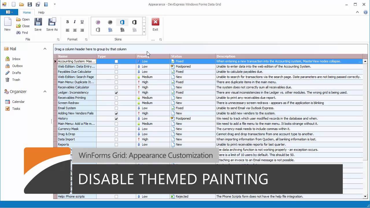 DevExpress WinForms Grid: Appearance Customization Overview