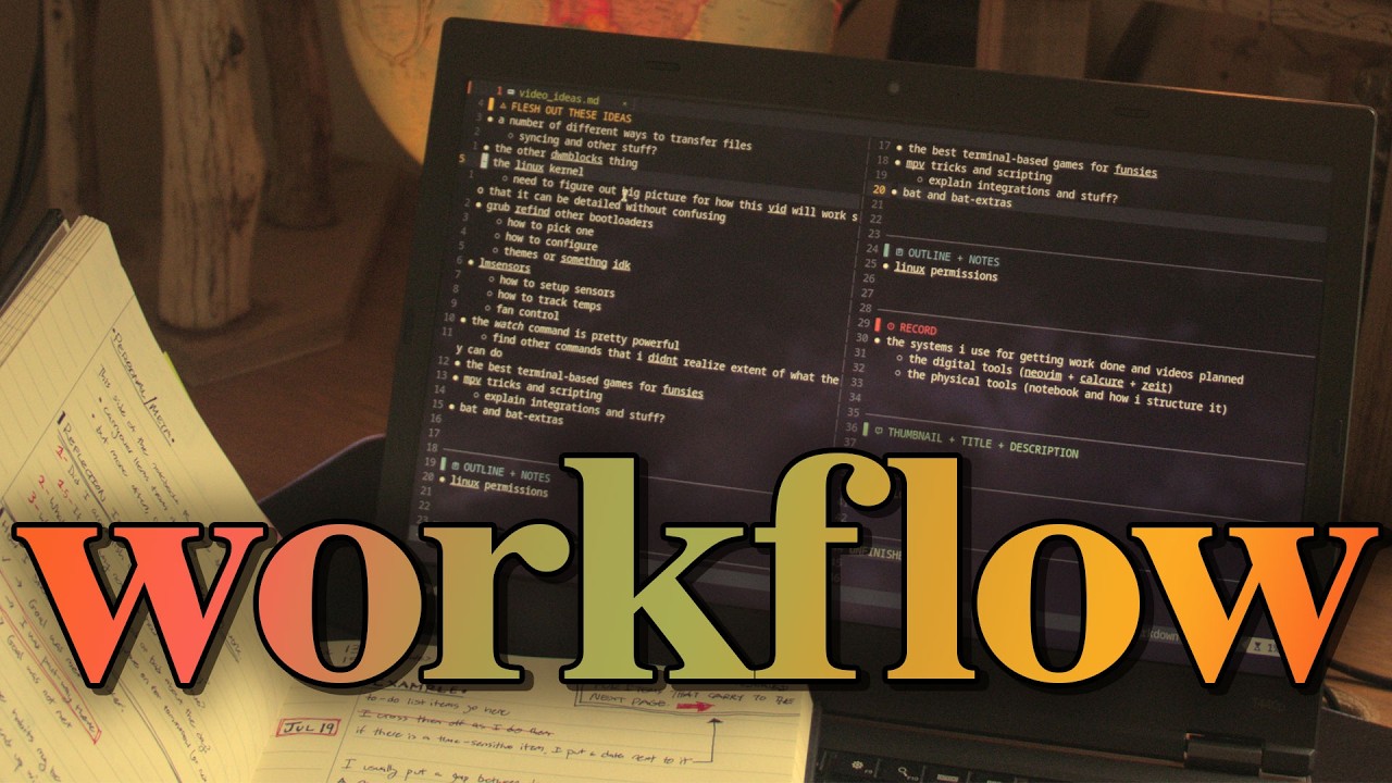 my full Linux productivity workflow: programs, scripts, notebook!