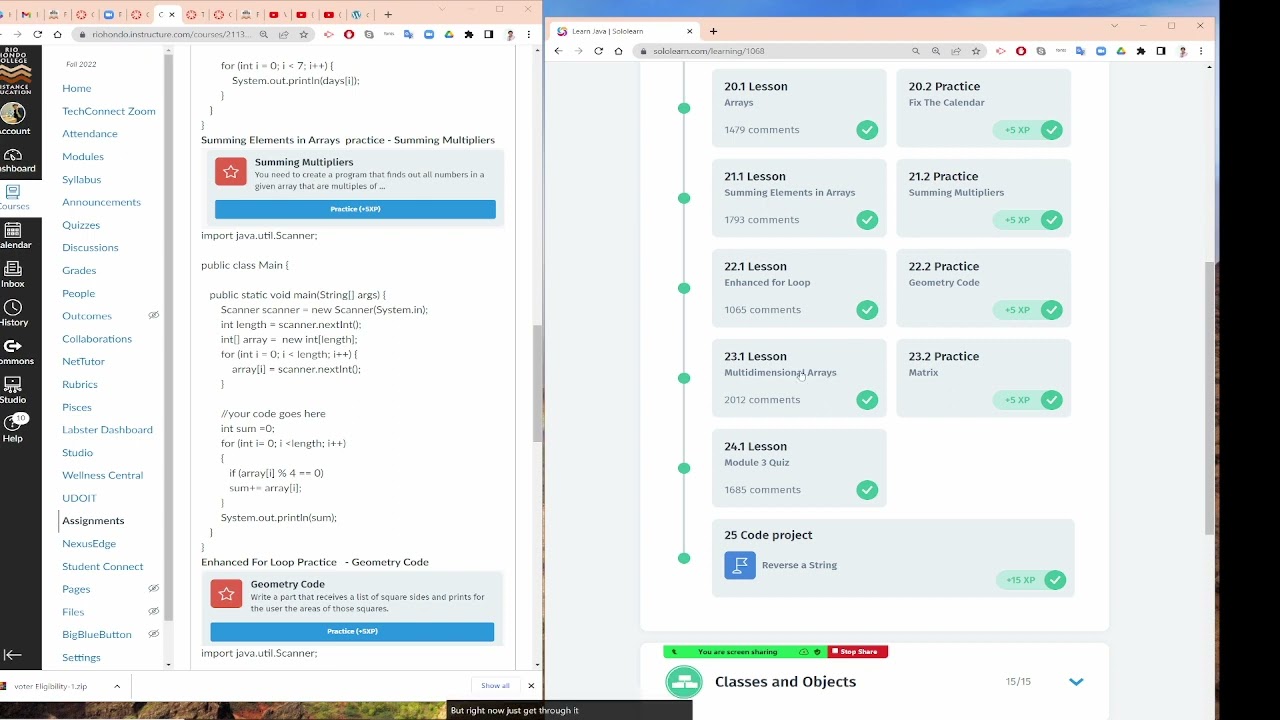 Java programming , Solo Learn with Array