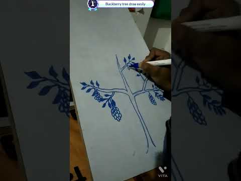 जामुन Jamun ka ped (Blackberry Tree 🌲) kaise banaye asani widhi how to draw blackberry easily best
