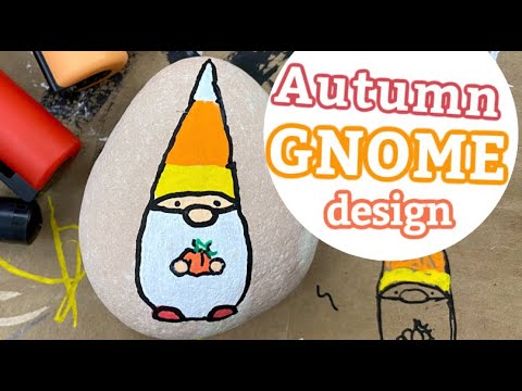 Painted GNOME for Autumn || Fall Themed Rock Painting Idea || Rock Painting 101