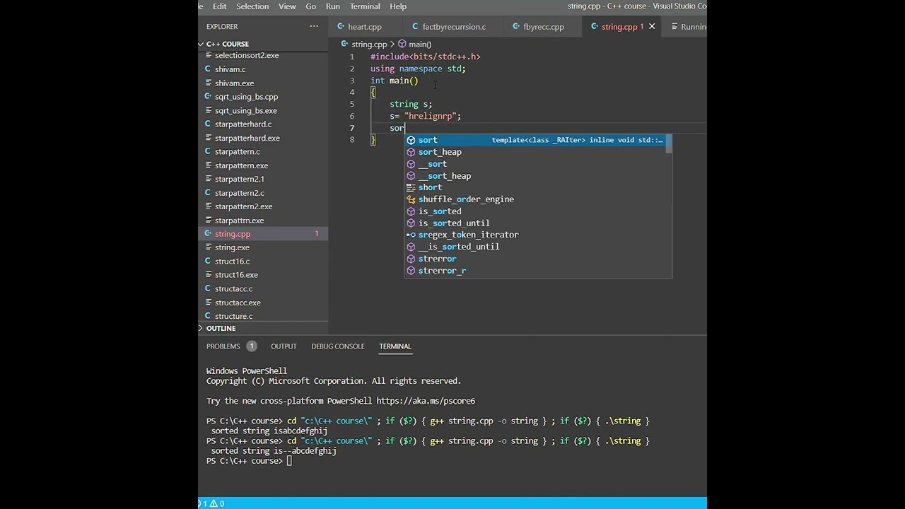 Sort any String in C++ #programming #coding