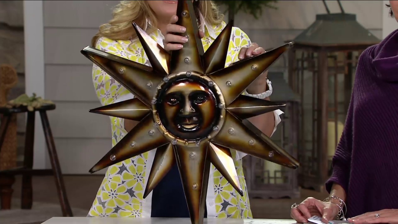 Metal Marquee Sun Wall Art with Solar LED Lights on QVC
