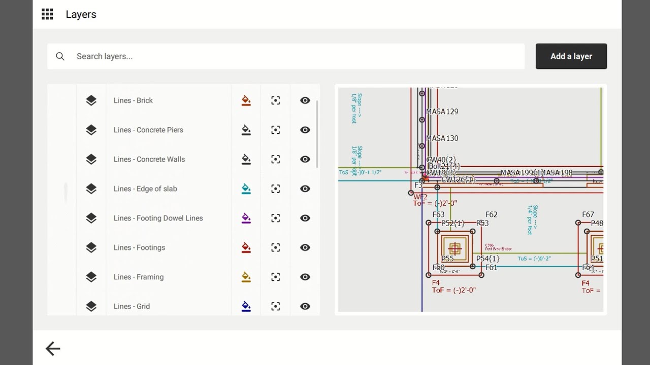 Layers in Topcon Digital Layout