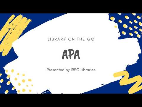 Using IRSC's APA Resources
