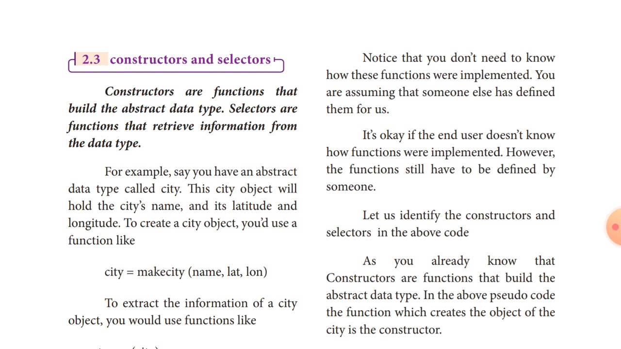 Chapter 2 (constructor & selector)