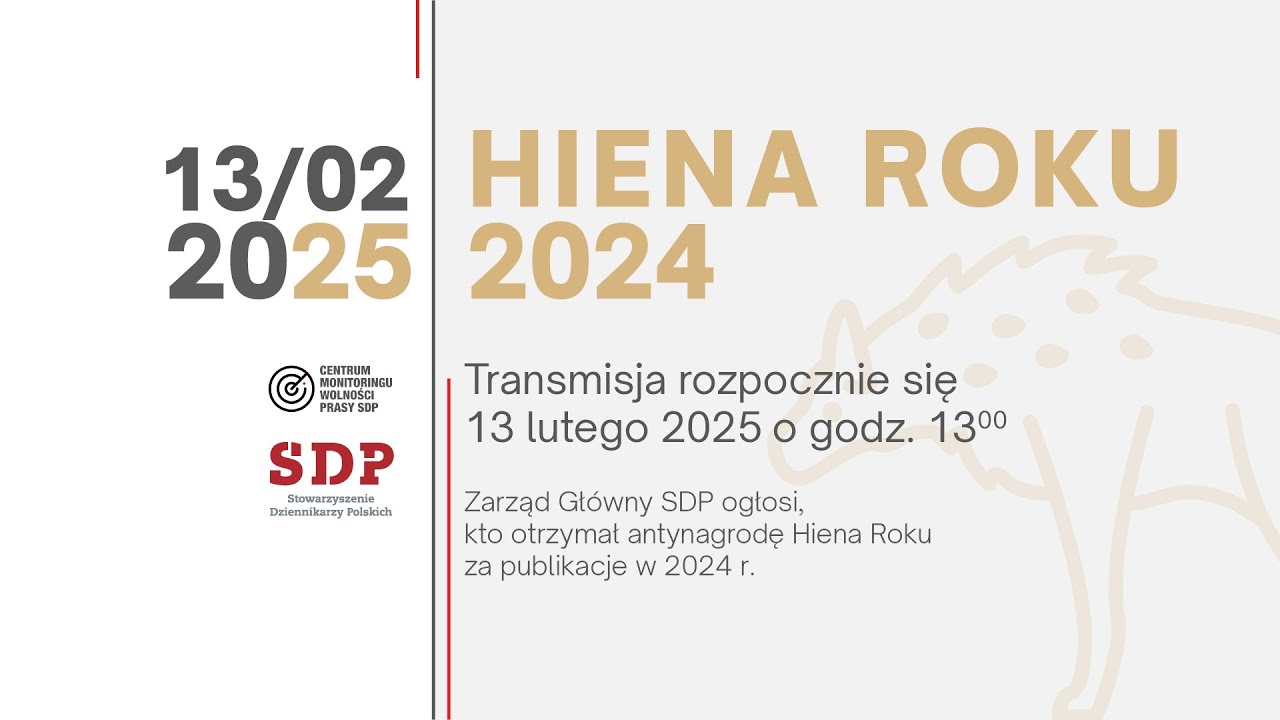 Stowarzyszenie Dziennikarzy Polskich przyznało tytuł Hieny Roku 2024 ...