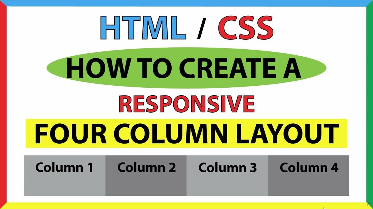 How To Create A Responsive 4 Column Website Layout Using html And CSS  : Step-By-Step Tutorial