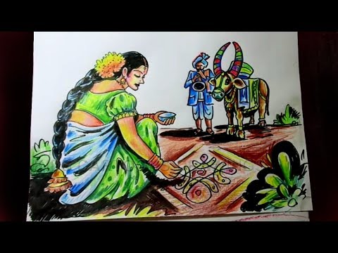 How to Draw Happy Sankranti Greeting Drawing for Kids – Earlene Printz