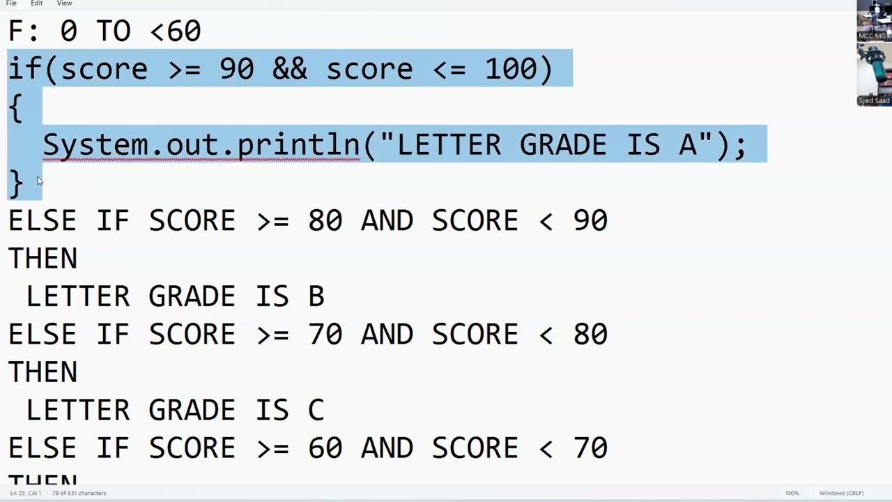 Java Grading Problem Solution using If Else If Condition #javatutorial #ifcondition