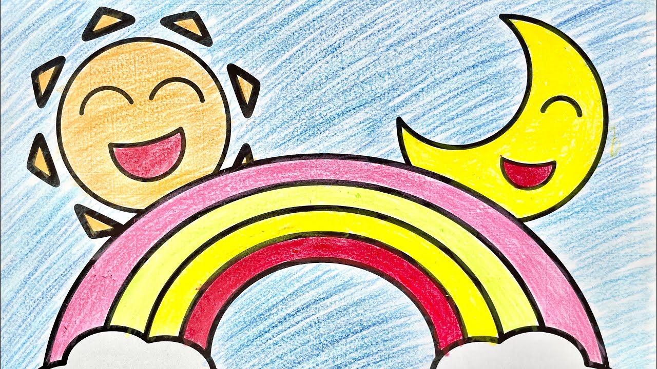 How to draw and color Colorful rainbow coloring pages for kids#shorts