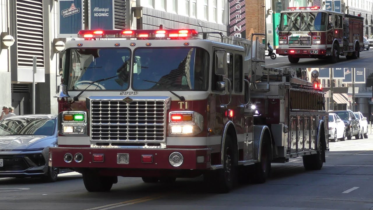 San Francisco Fire Dept. Engine 1 & Truck 1 Responding