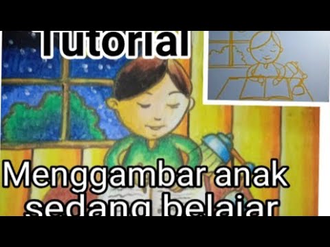 Cara mudah menggambar Anak sedang Belajar (level 1)
