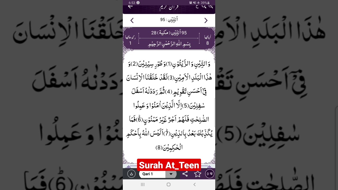Surah At teen Surah At tin Surah teen suratu teen surah 95