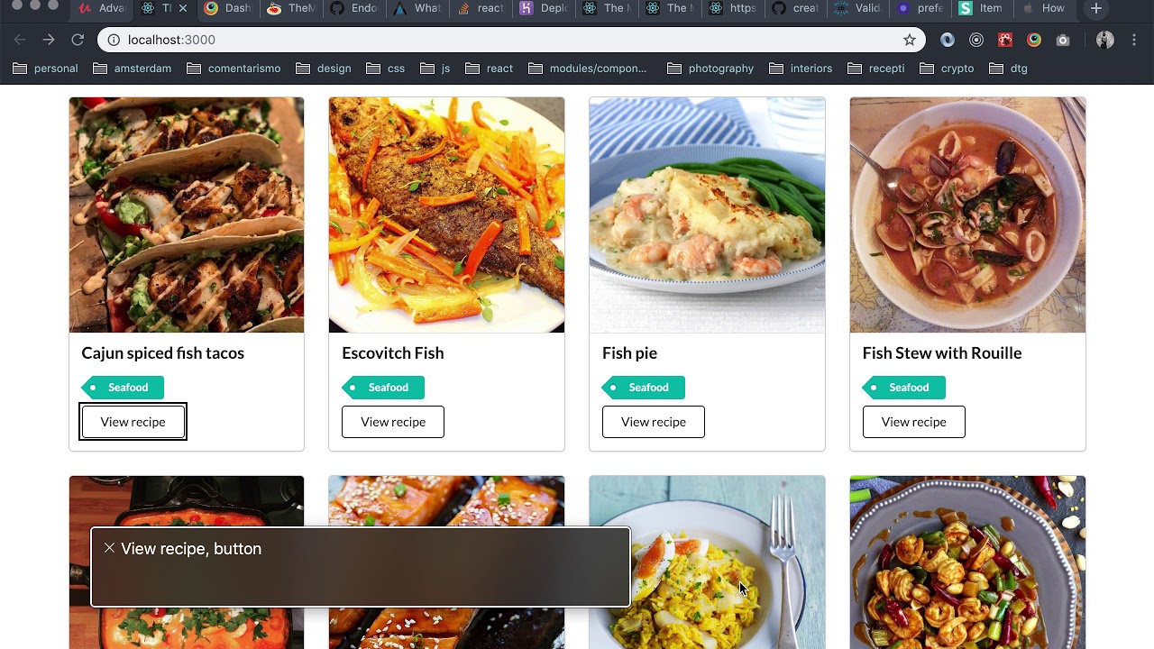 React (No external deps) Food app with recipes