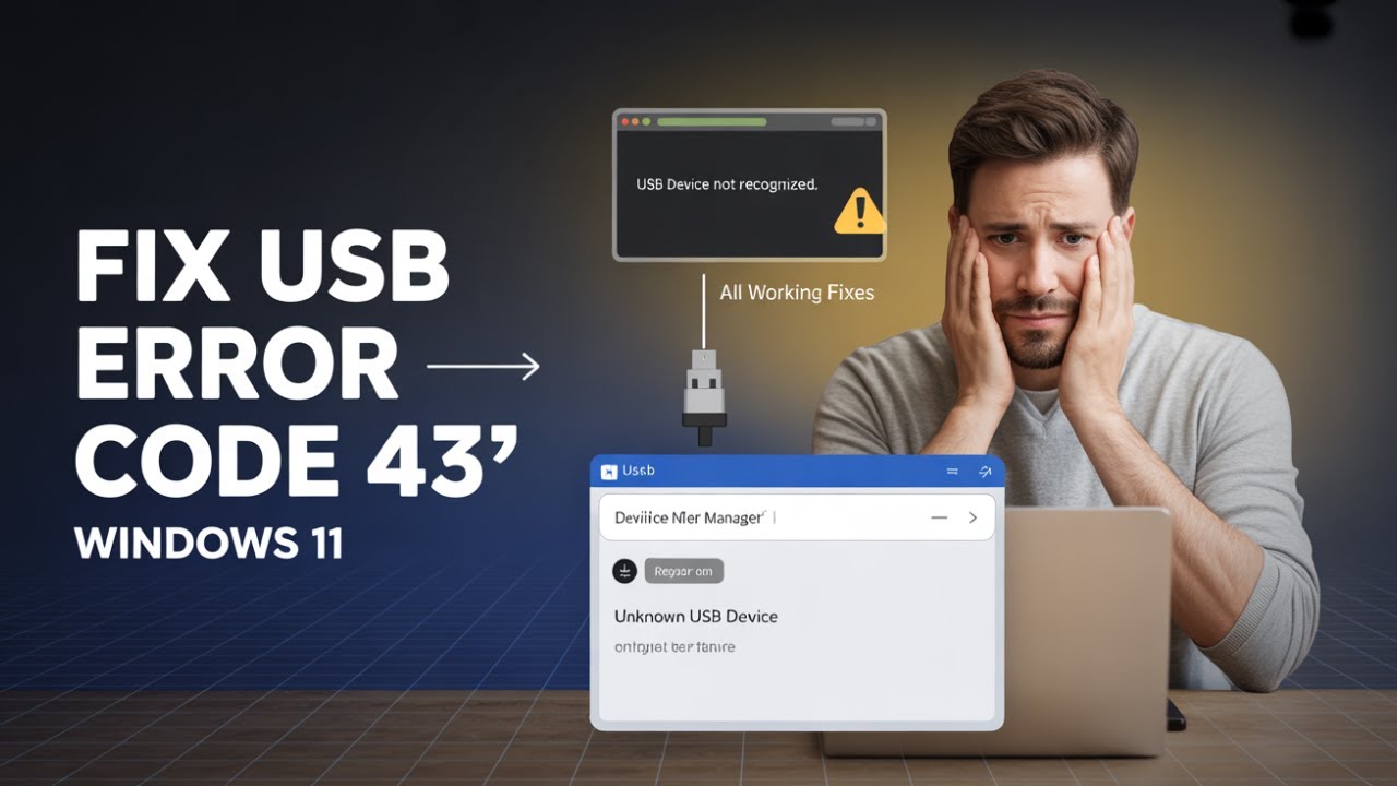 Fix “USB Device Not Recognized – Error Code 43” on Windows 11 (All Working Solutions!)