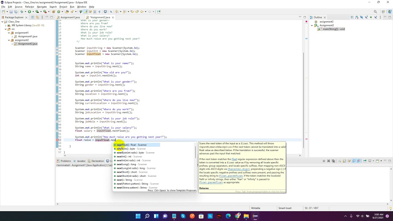 Assignment 2 || Java || Techfios