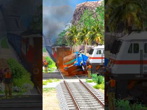TWO TRAIN vs TRUCK ACCIDENT AT RAILWAY GATE #train #shorts
