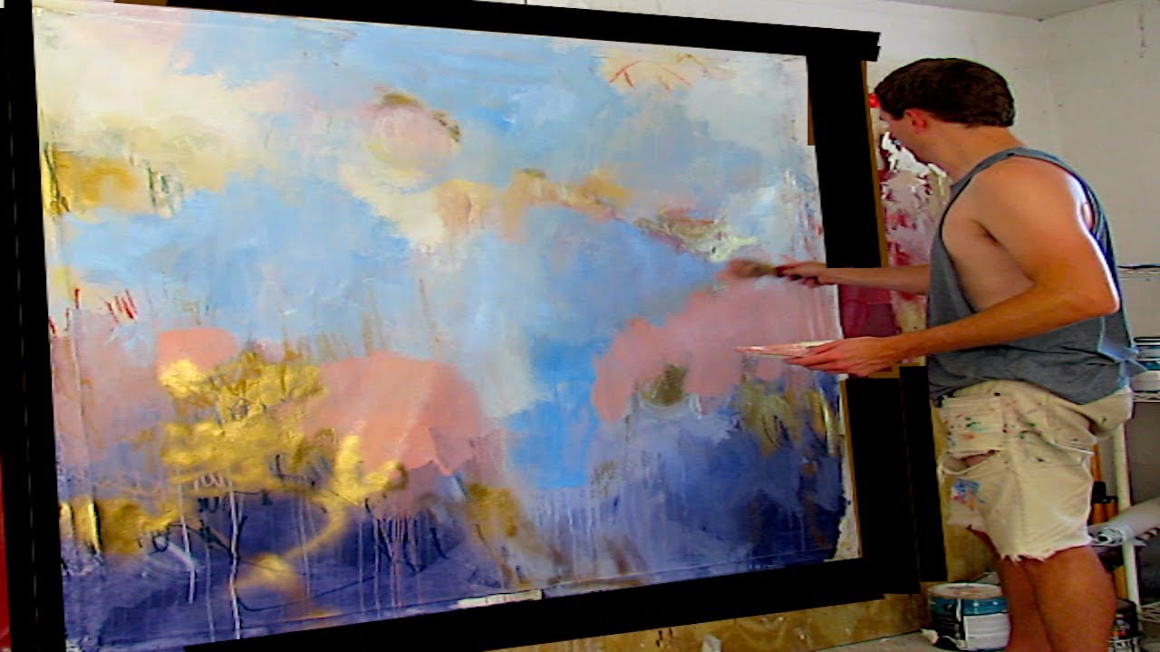 Large Abstract Painting - Using House Paint!